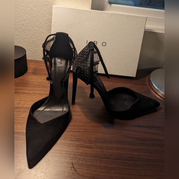 IRO | Shoes | Iro Paris Quincia Dorsay Black Suede Tulle Pumps Size 4 ...